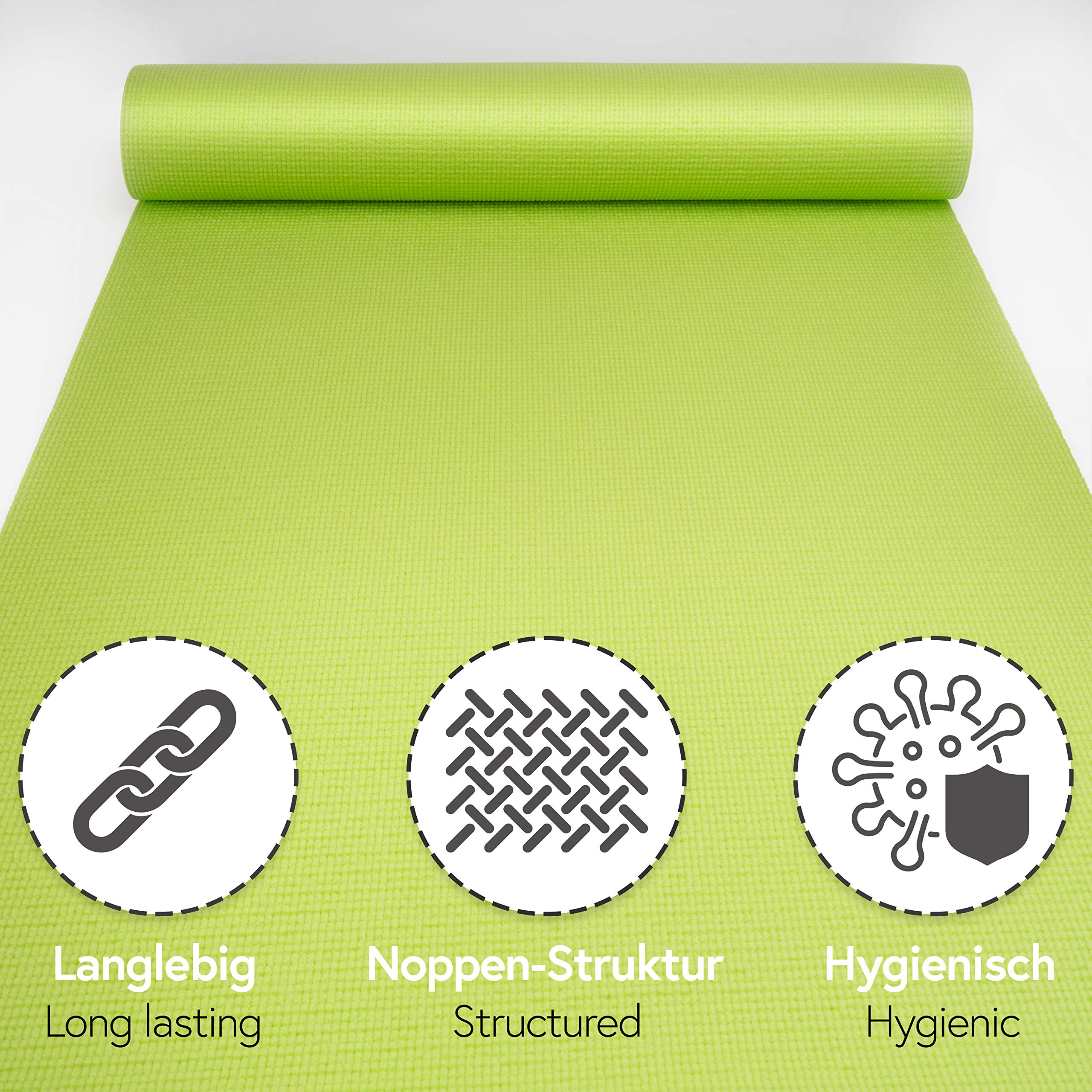 POWRX Yoga Mat with Bag | Exercise mat for workout | Non-slip large yoga mat for women, 68" x 24" Green, 0.15 Inches Thickness