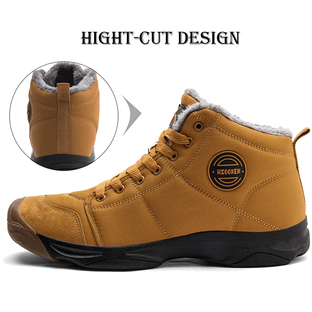 UPSOLO Mens Ankle Snow Booties Backpacking Hiking Boots Warm Soft Sole Comfortable Extra Wide Width Thicken Lightweight Walking Casual Sneakers(6919 Blue 44)