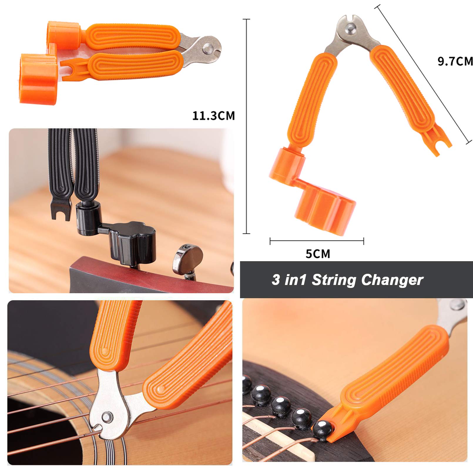 SPROUTER 93 PCS Guitar Accessories Set, Including Guitar Capo, 3 in 1 String Winder, Bridge Pins, Picks, Guitar Strings, Finger Picks, Fingertip Protectorsone, Guitar Saddle Files, Finger Strengthener