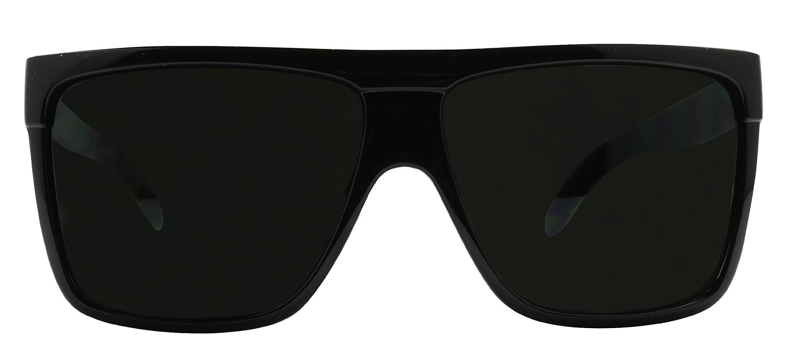 ShadyVEU Super Dark Black Lens Flat Top Square Oversize Migraine Shades Blackout Glasses Retro Sunglasses (Super Dark Lens)