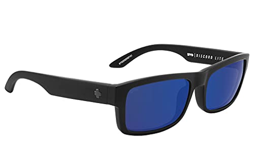 SPY Optic Discord Lite, Square Sunglasses, Color and Contrast Enhancing Lenses (Black, Happy Gray Green Lenses)