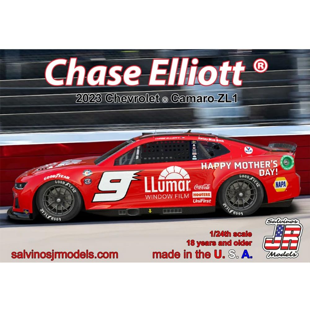 Salvinos JR Chase Elliott 2023 Llumar Darlington Throwback 1:24 Scale Adult Plastic Model Car Kit