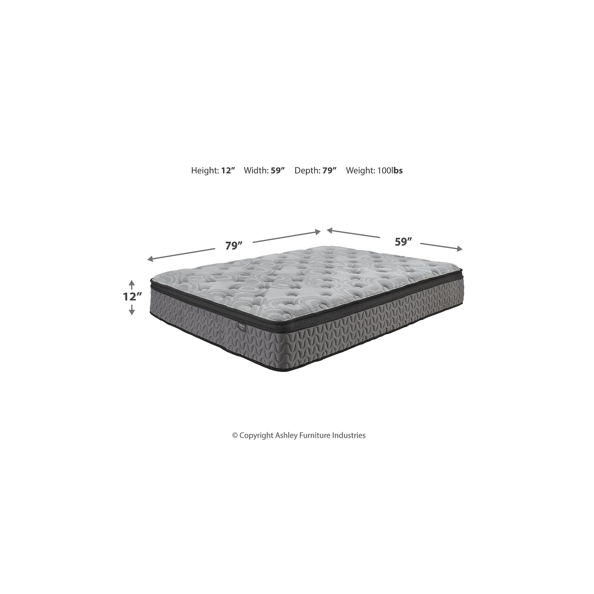 Signature Design by Ashley Augusta 12" Euro Top Mattress, CertiPUR-US Certified Gel Foam, Queen