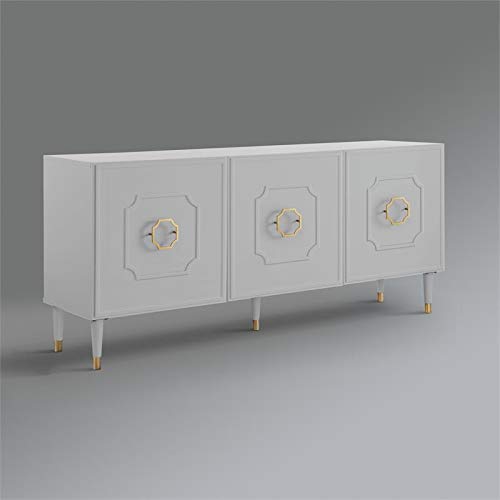Posh Living Inspired Home Keao 3 Doors Sideboard Buffet in Light Gray