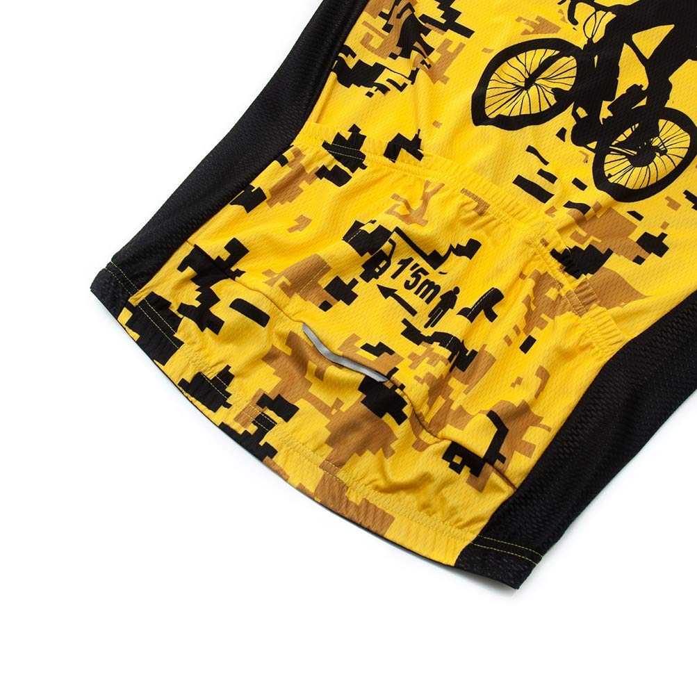 Uriah Men's Cycling Jersey and Pants Sets Long Sleeve Reflective Yellow Gold Size 5XL(CN)