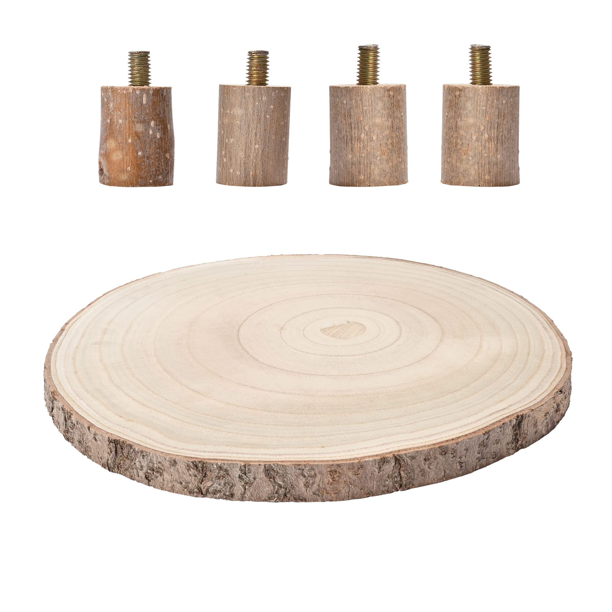 WILLOWDALE 11-13 Inches Wood Cake Stand for Dessert Table, Wedding Cake Stand Farmhouse Serving Tray for Party, Wood Slice with Legs Round Cake Holder Rustic Decor Table Centerpieces for Dining Room