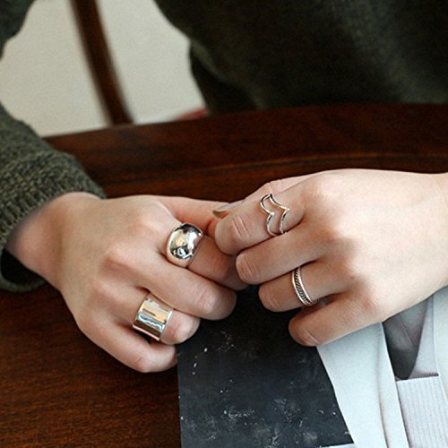 SILBERTALE 925 Sterling Silver Stacking Minimalist Midi Above Knuckle Pinky Finger Rings Bands 3pcs Set Size 2.5