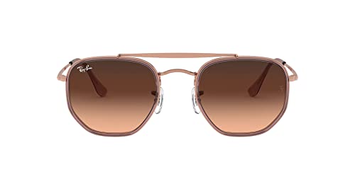 Ray-Ban RB3648M The Marshal II Hexagonal Sunglasses, Copper/Pink Gradient Brown, 52 mm