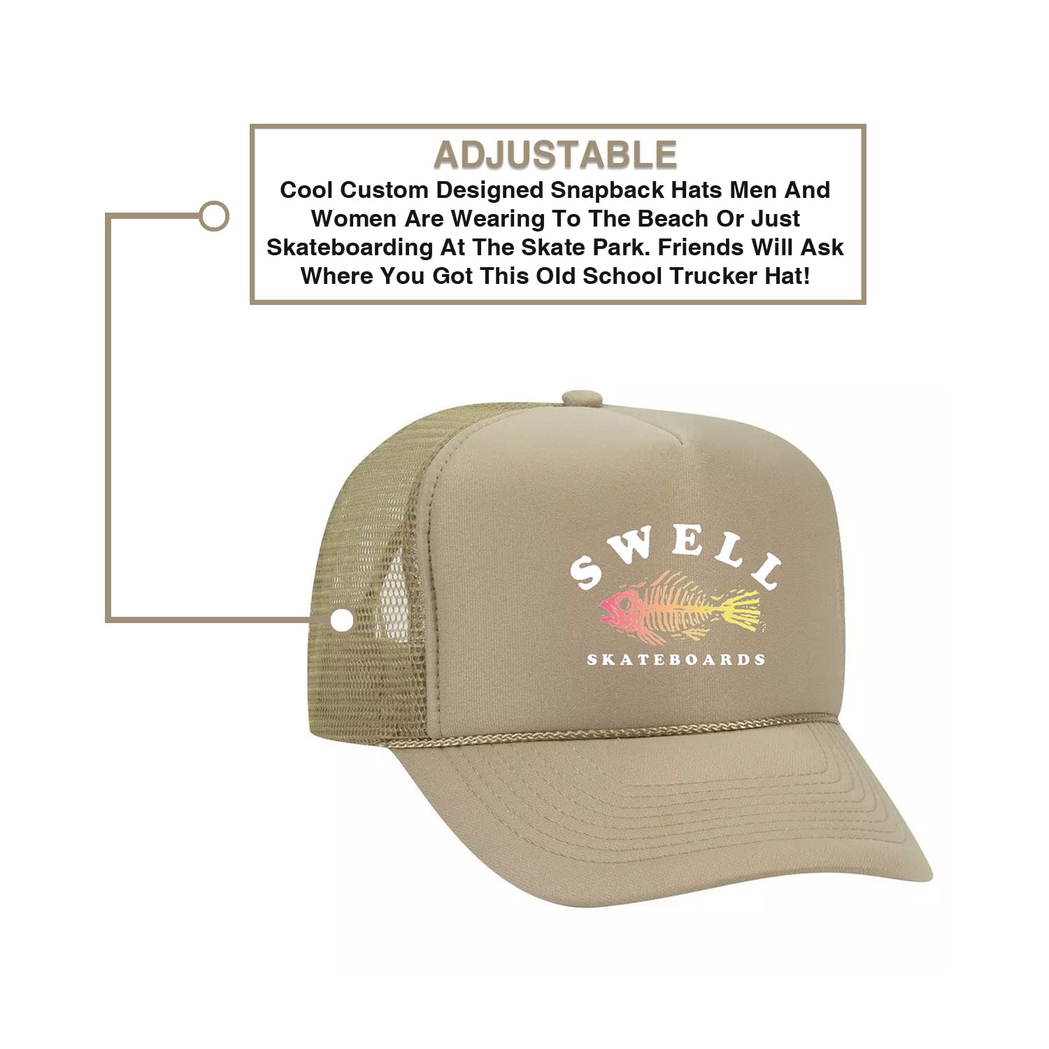 Swell Skateboards FOAM Trucker Hats for Men and Women | Snapback & Mesh Baseball Cap Black…