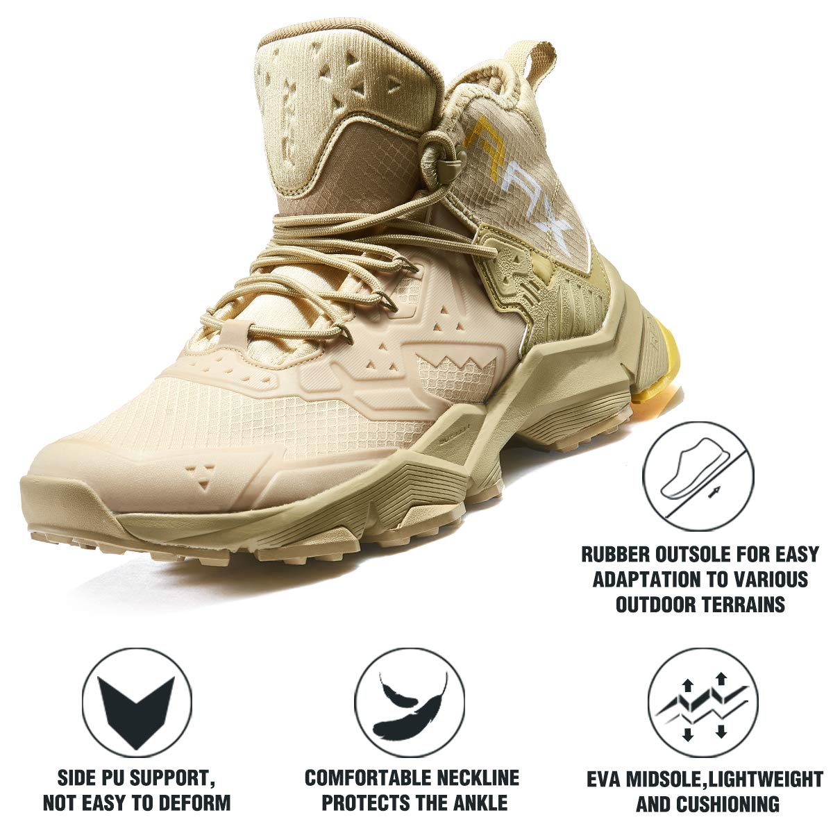 RAX Men's Cushioning Hiking Boots Outdoor Lightweight Shoes Backpacking Trekking Trails(8 US)