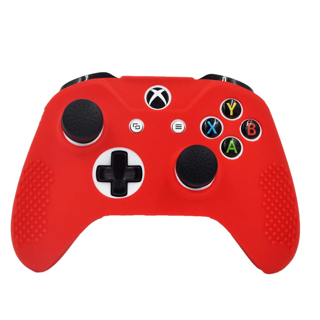 SKINOWN Grip Silicone Case Anti-Slip Protective Grip Cover for Xbox One S & One X Controller with 2 Thumb Grips(Black)