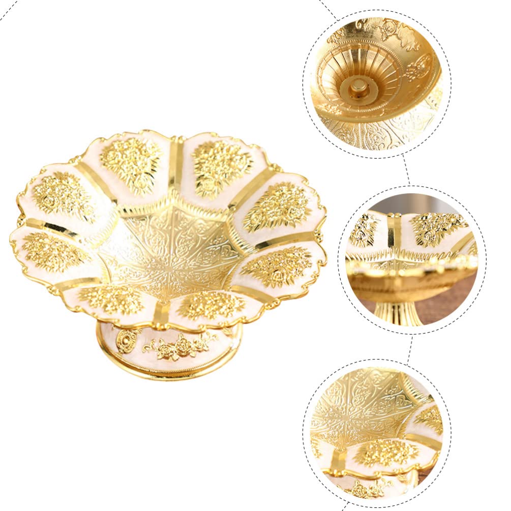 UPKOCH Buddhist Fruit Tray Offering Plate Footed Fruit Bowl Decorative Centerpiece Pedestals Bowl for Home Restaurant Party Fruit Candy Golden