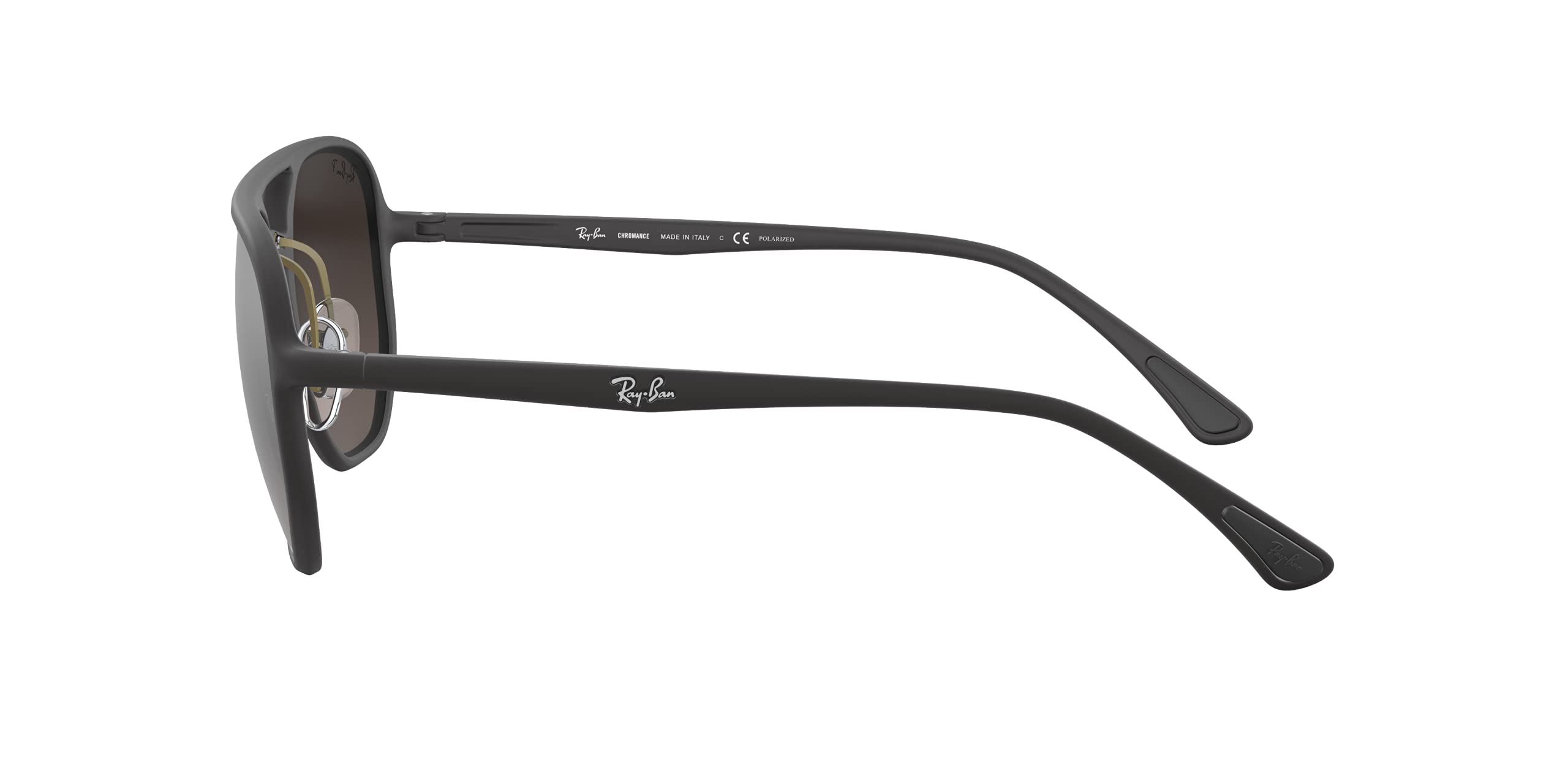 Ray-Ban Rb4321ch Chromance Hexagonal Sunglasses, Matte Black/Polarized Green Mirrored Blue, 53 mm