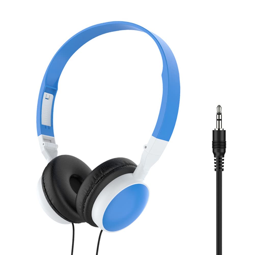 Wired Headset, 3.5mm Plug Noise Cancelling Stereo Gaming Headphones for Computer Telephone (Light Blue)