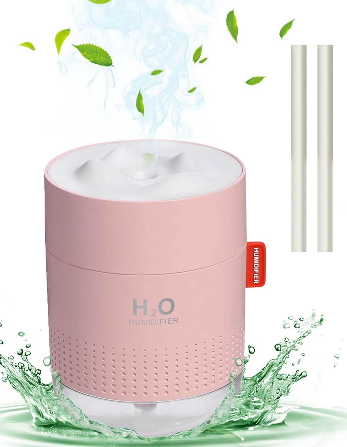 Portable Mini Humidifier, 500ml Small Cool Mist Humidifier with Night Light,USB Personal Desktop Humidifiers for Baby Bedroom Travel Office,2 Spray Modes, Ultra-Quiet , Auto Shut-Off, 3 Filters