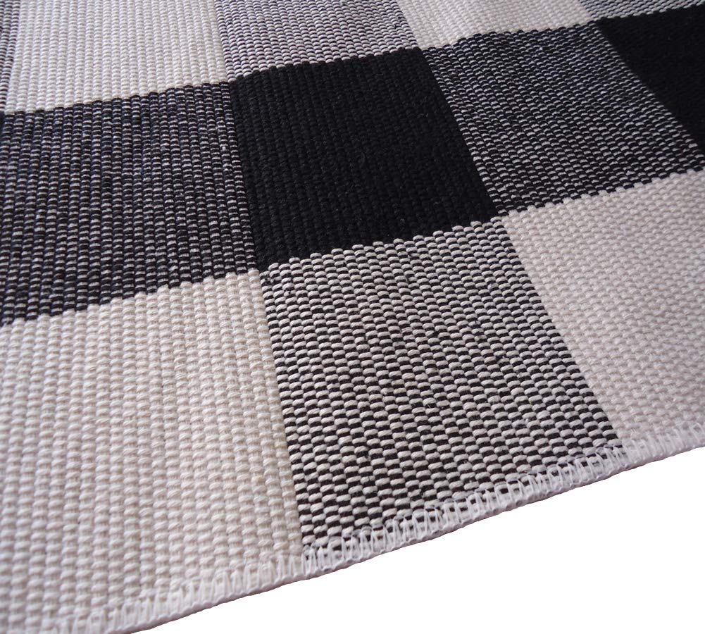 UKELER Buffalo Plaid Rugs- Machine Washable Black and White Checkered Plaid Rug Hand-Woven Buffalo Checkered Kitchen Runner Rugs 51.2''x23.6''