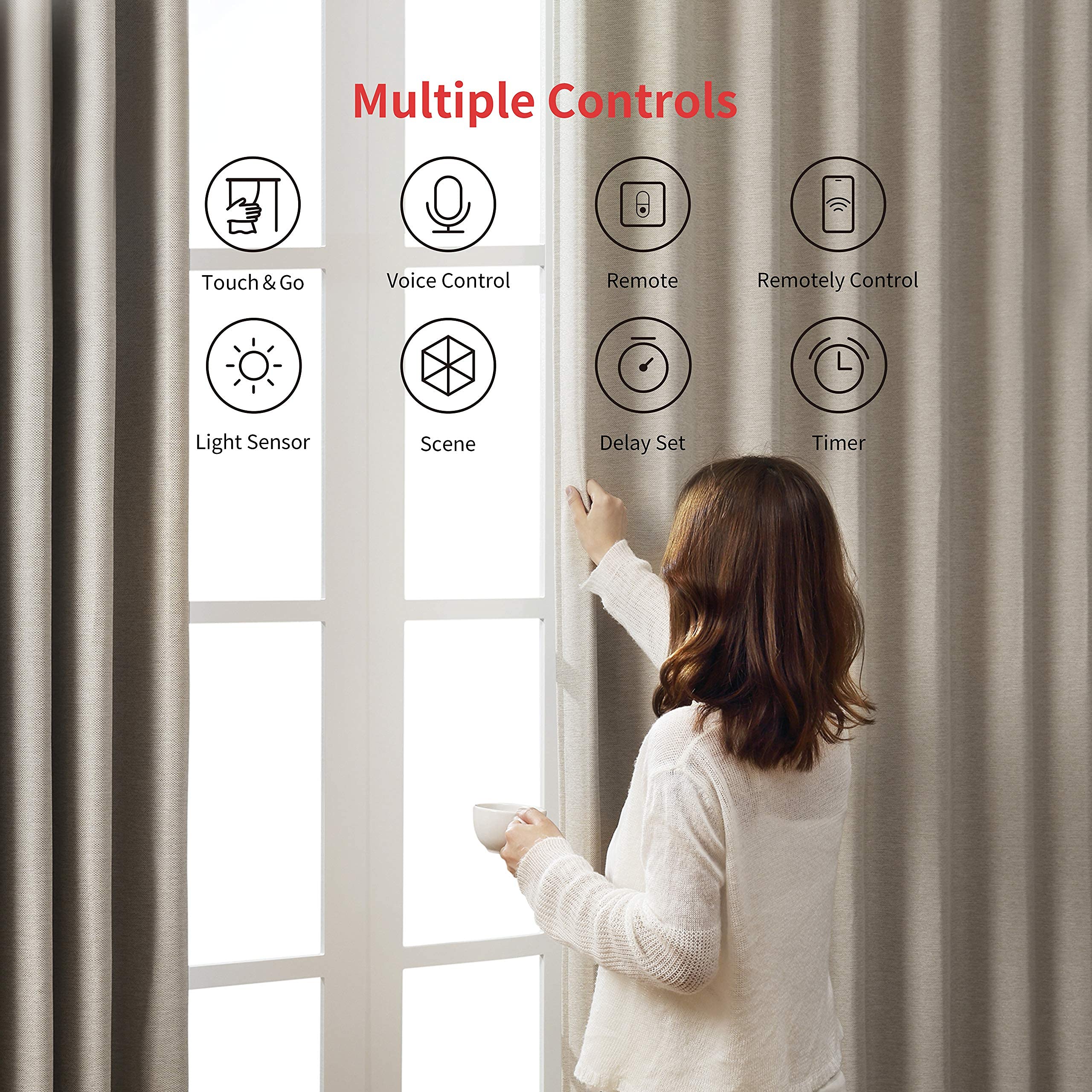 SwitchBot Curtain Smart Electric Motor - Wireless App or Automate Timer Control, Add SwitchBot Hub Mini to Make it Compatible with Alexa, Google Home, HomePod, IFTTT (Rod, White)