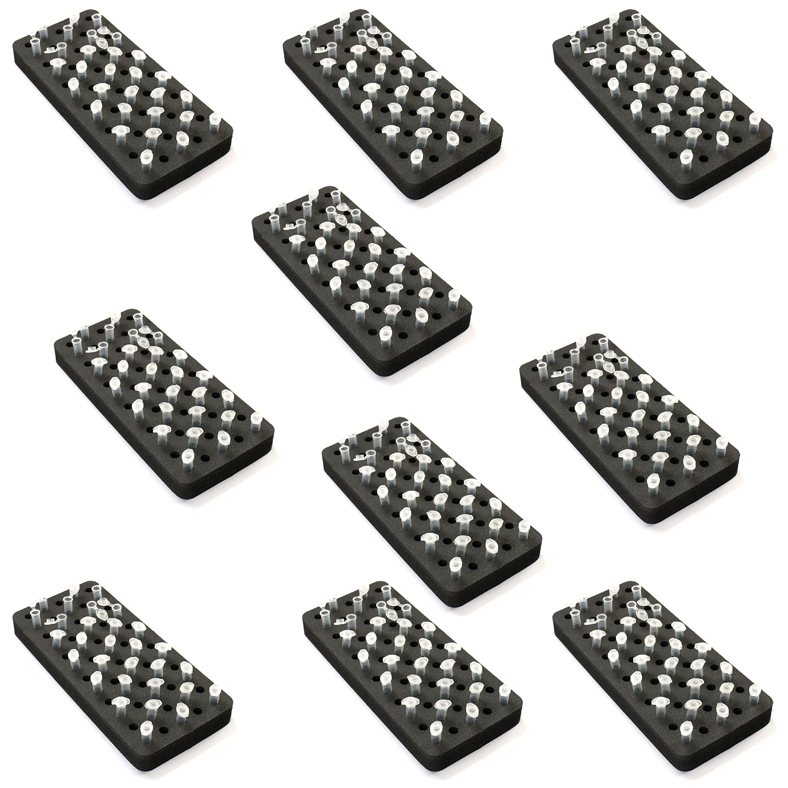 Polar Whale 10 Test Tube Racks Durable Black Foam Storage Holder Organizer Stand Transport Holds 60 Tubes Fits up to 11mm Diameter