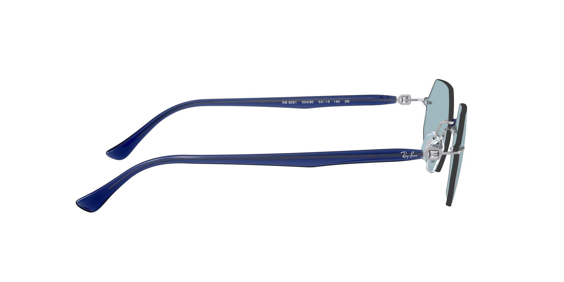 Ray-Ban Rb8061 Titanium Octagonal Sunglasses, Gunmetal/Blue, 53 mm