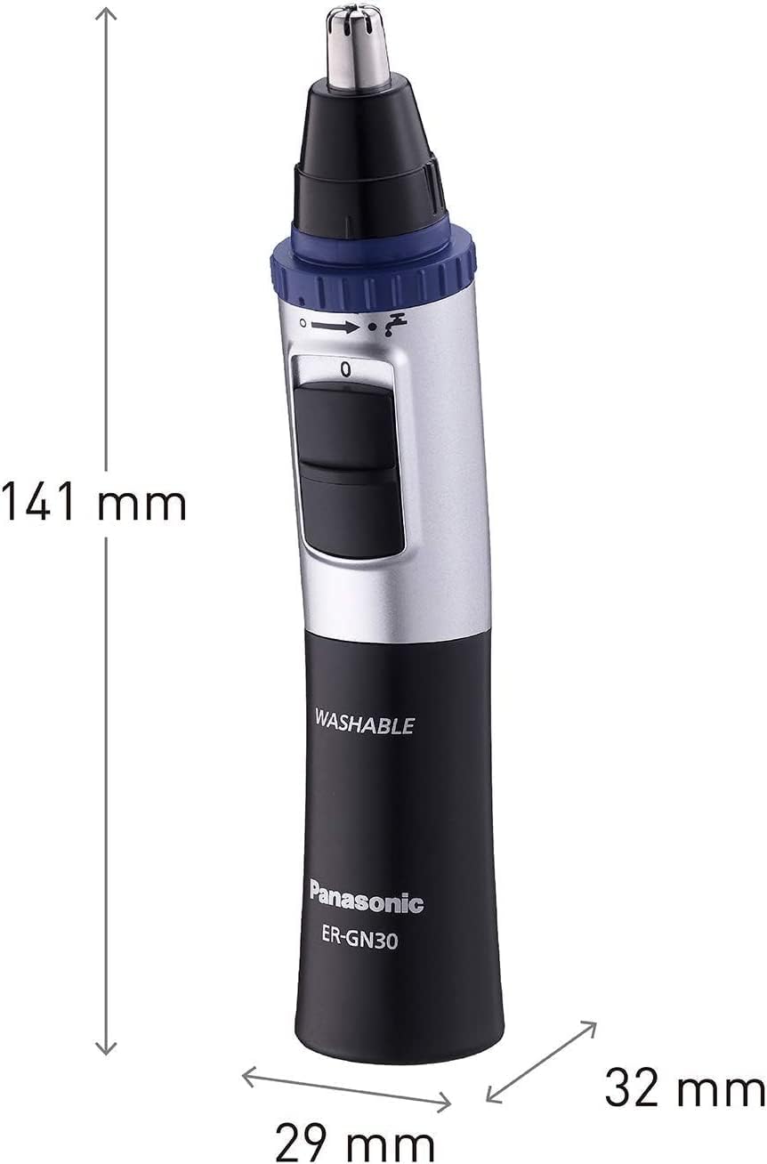 Panasonic ER-GN30-K Nose, Ear n Facial Hair Trimmer Wet/Dry with Vortex Cleaning System, Black
