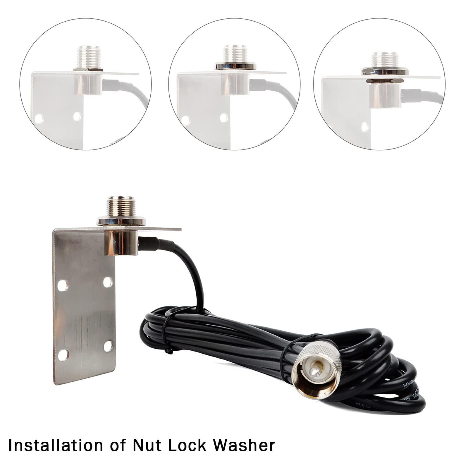 TWAYRDIO VHF Marine Antenna, 156-163MHz 50W Boat Radios Antennas with 16.4ft Coaxial Cable (SO239 to PL259 Connector),L-Shape Mounting Bracket and U-bolt for Midland Uniden Cobra Icom Marine Radio