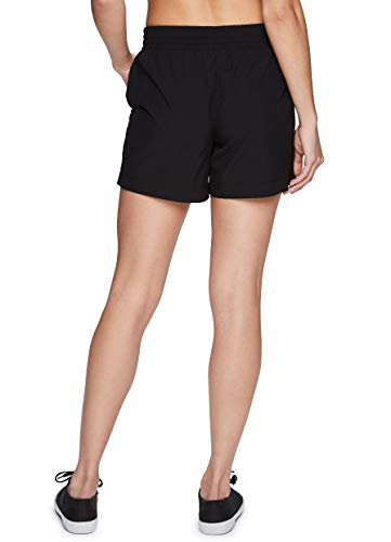 RBX Active Women's Relaxed Fit Breathable Ventilated Stretch Woven Athletic Walking Short with Pockets Black L