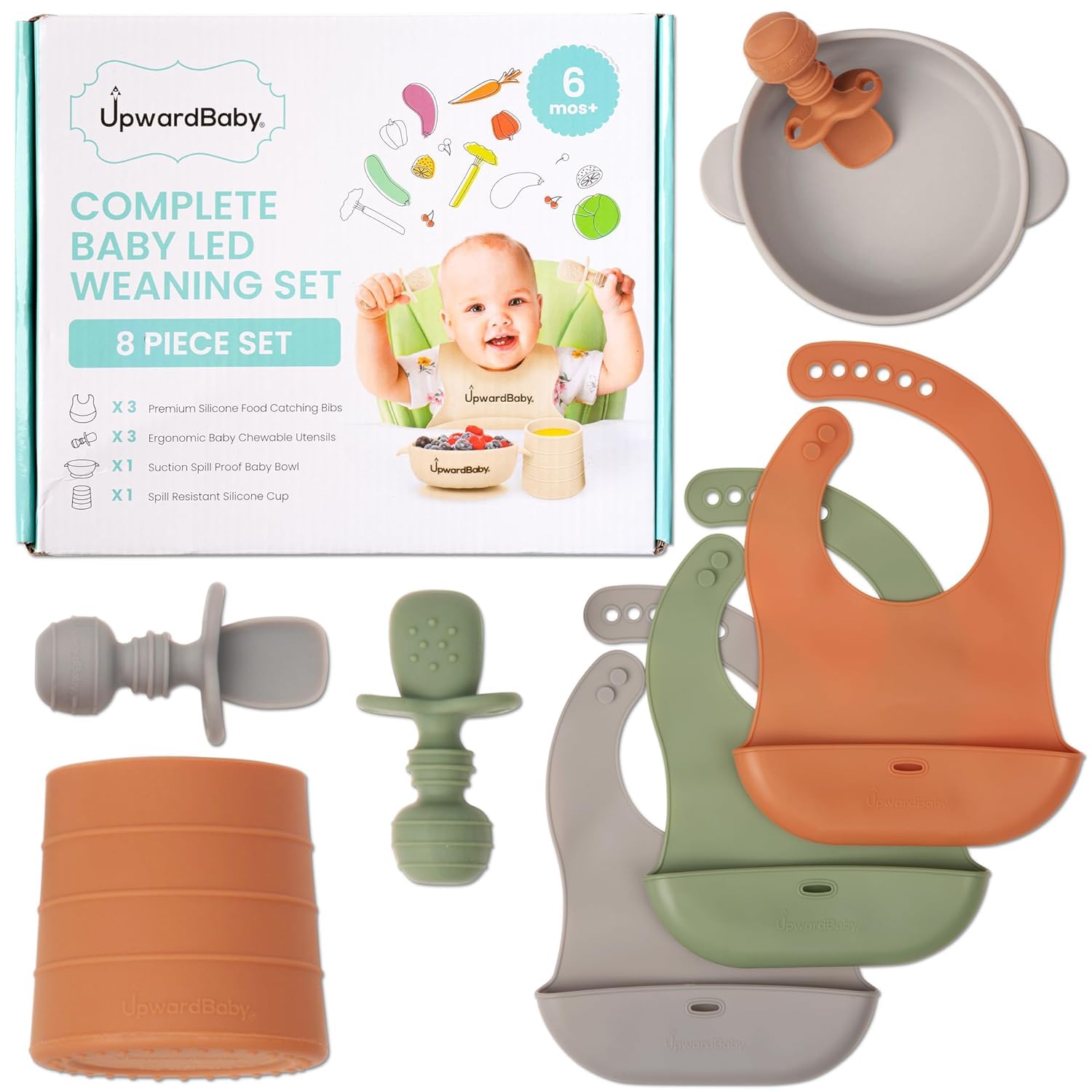 Upward Baby Led Weaning Supplies, Silicone Baby Feeding Set, Baby Feeding Essentials, Baby Led Weaning Set, Baby Eating Essentials, Baby Silicone Feeding Set, Baby Dishes, Toddler Feeding Set