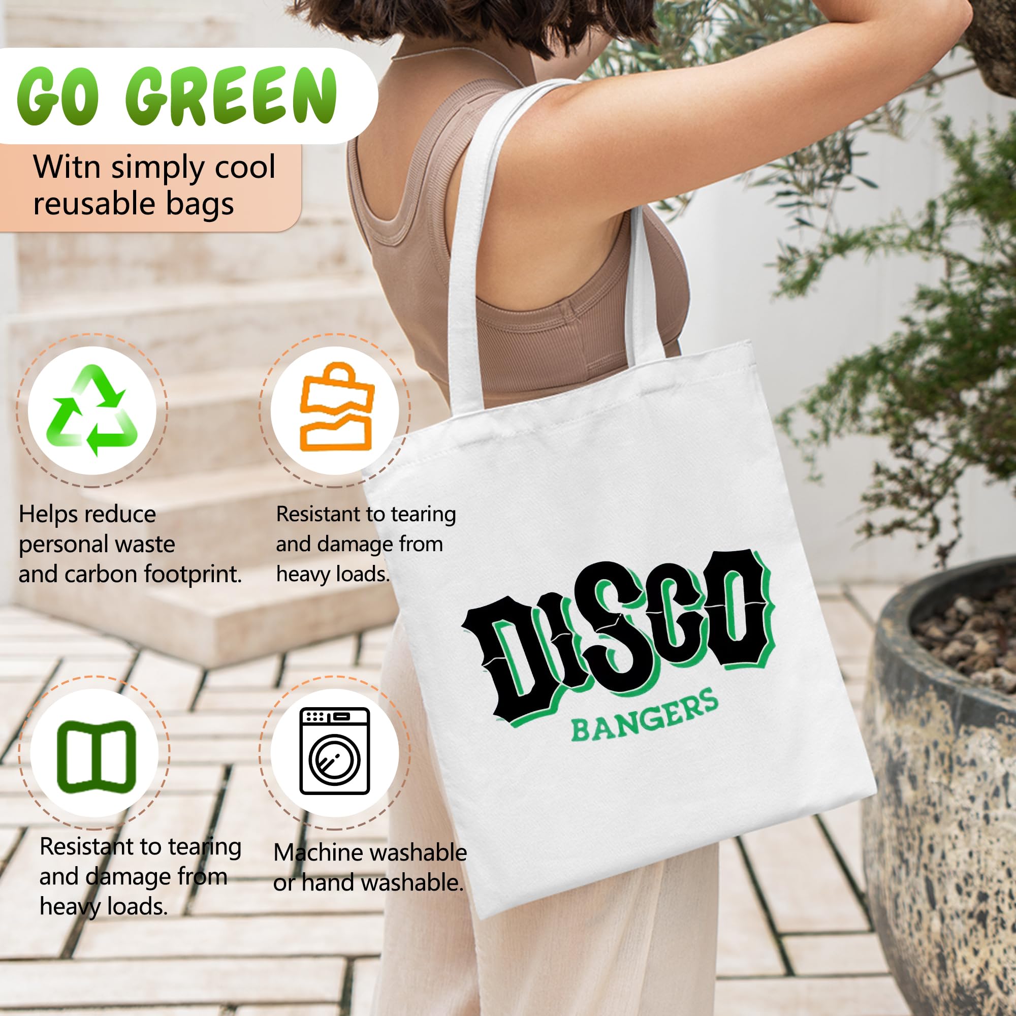 RECFUNOS Customizable Canvas Tote Bag - Personalized Pictures & Text - Reusable Grocery Bag (15x17inch)