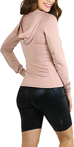 ToBeInStyle Women's Long Sleeve Full Zip-Up Lightweight Moisture Wicking Active Jacket w/Hood - Light Pink - Medium