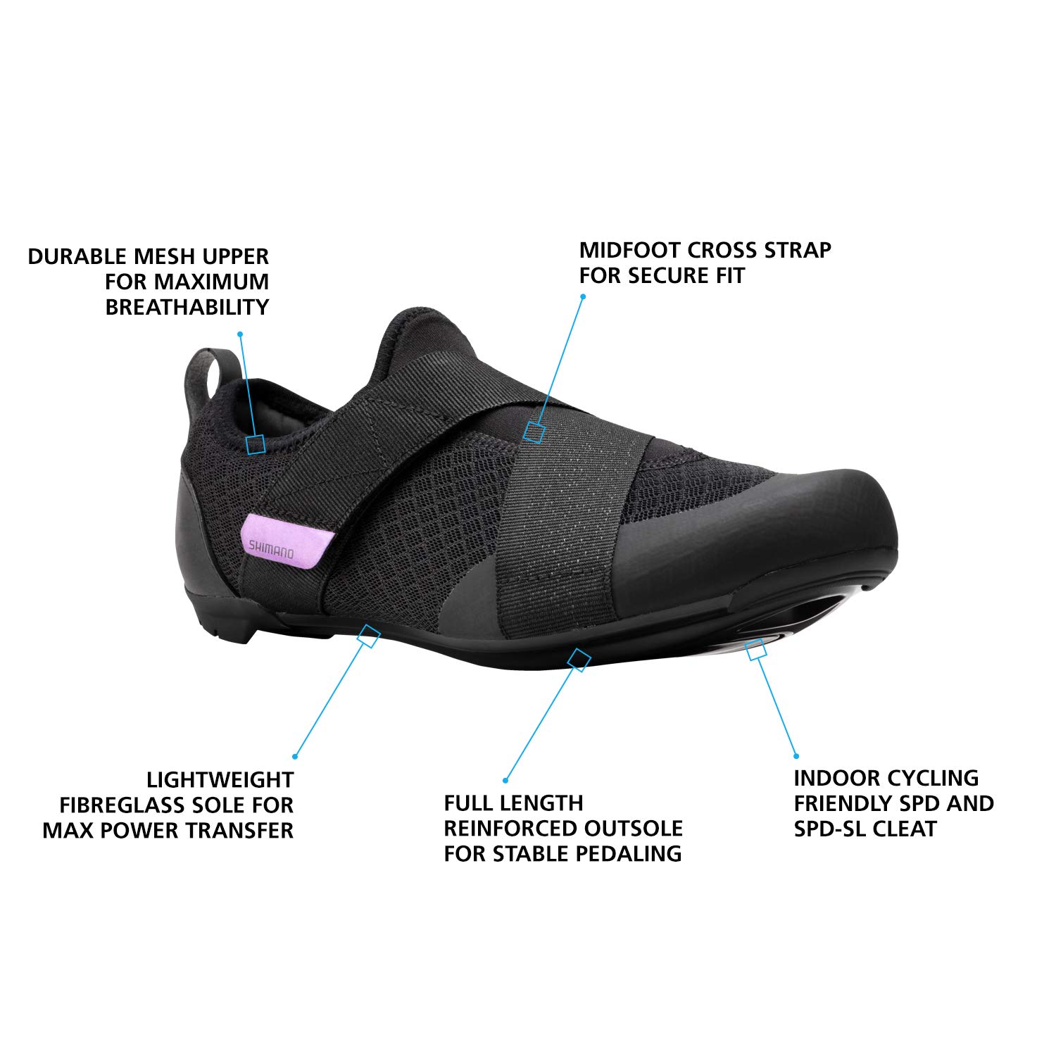 SHIMANO SH-IC100 High Performance Indoor Cycling Shoe, Black, 12.5-13 Women / 10-10.5 Men (EU 45)
