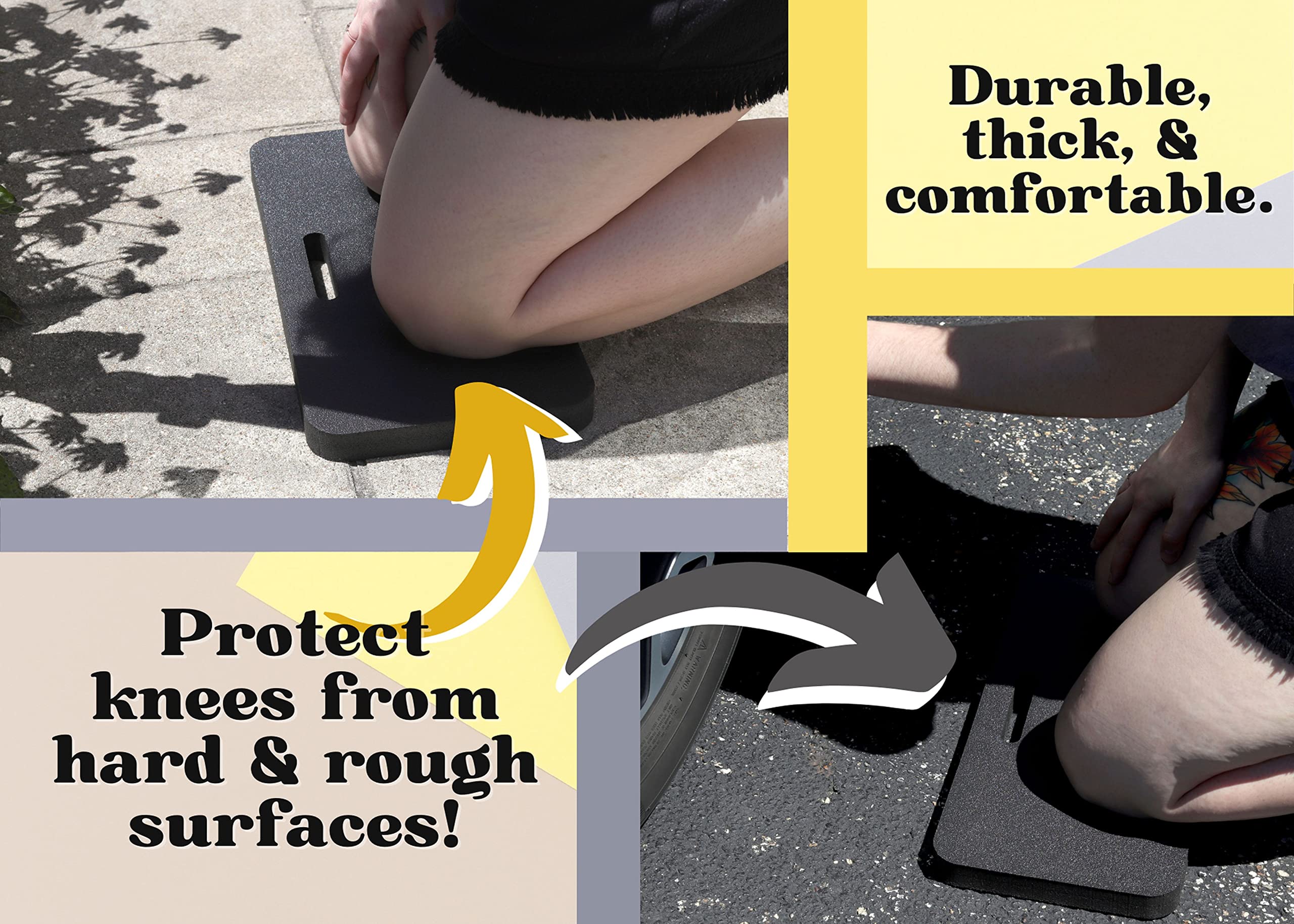 Polar Whale 3 Portable Knee Cushions for Home Garden Work Automotive Workshop and More Durable Thick Comfortable High Density Waterproof Black Foam 16 x 8 Inches Kneeling Pad