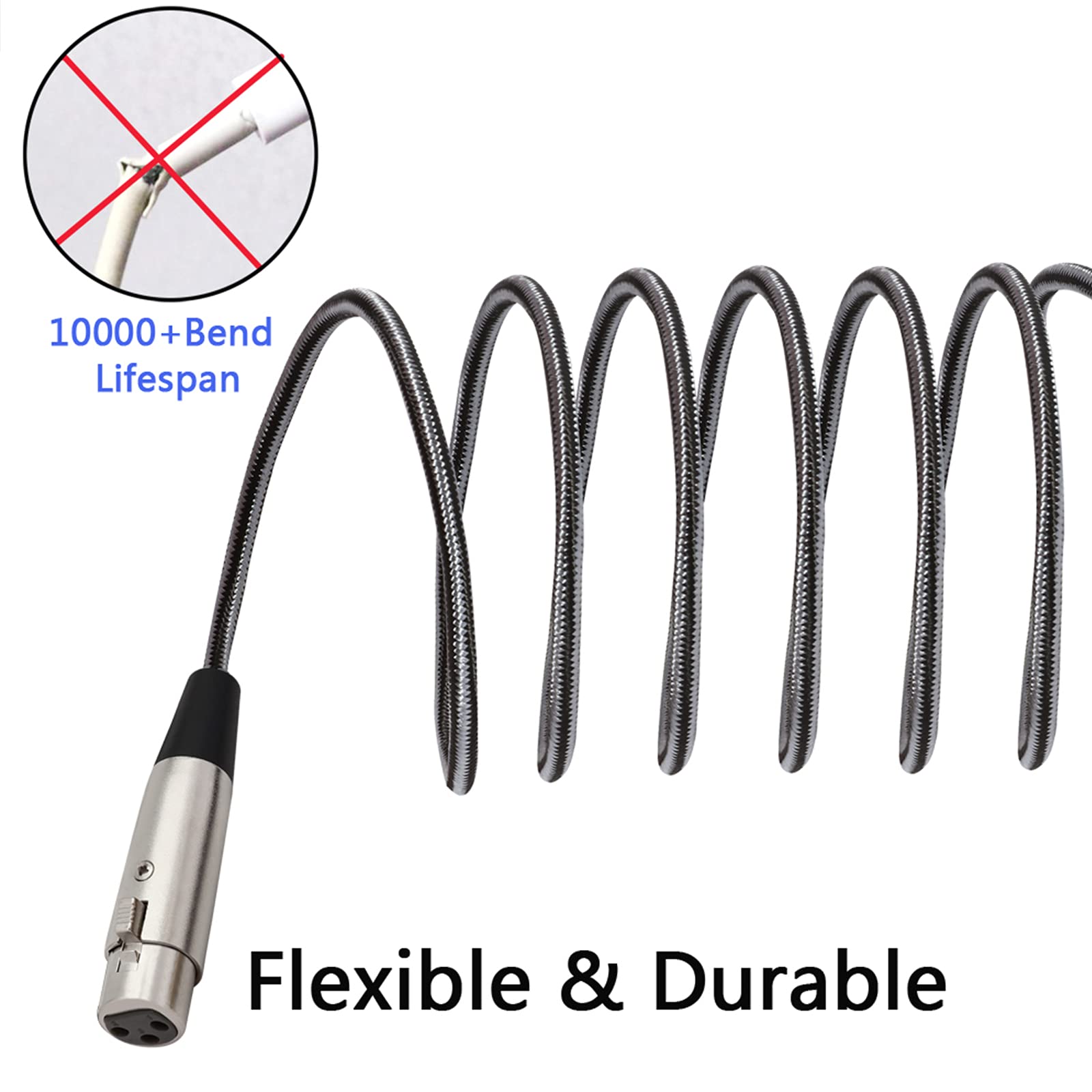 Oluote 3 Pin XLR Female to TRS 3.5mm (1/8") Male Microphone Cable, MIC Audio Interconnect Cable for Studio Sound Consoles Jack Lead Balanced Signal Interconnect Cable(4.9FT)