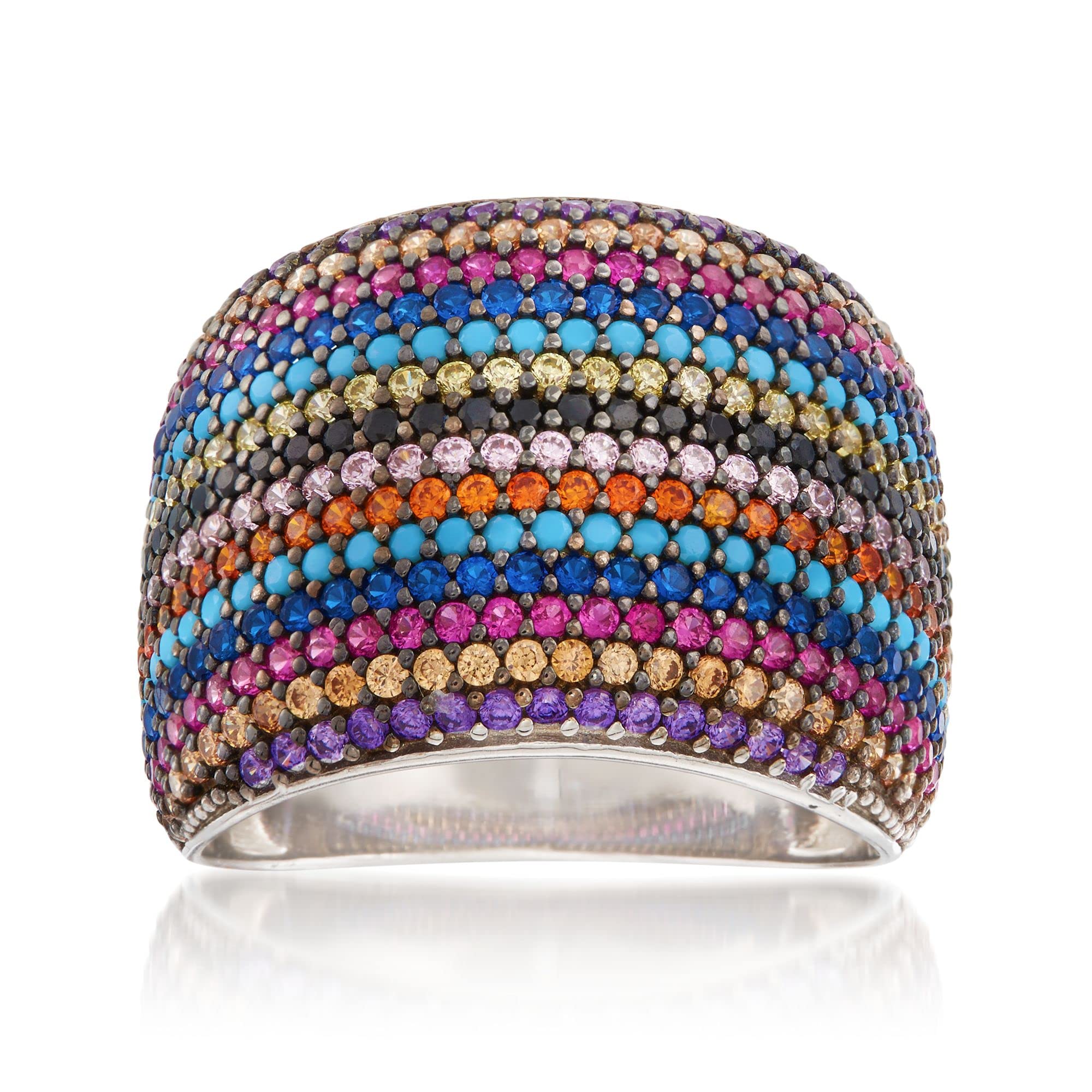 Ross-Simons Multicolored CZ Ring in Sterling Silver. Size 7