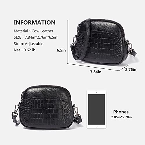 Small Classic Black Women'S Wallet Mini Backpack Anti-Theft Wallet Retro Shoulder Bags For Women Crocodile Pattern Handbag (black)