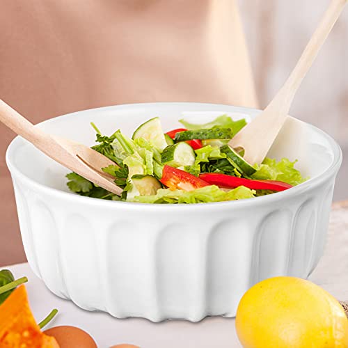 Youeon Set of 3 Porcelain Serving Bowls 38/28/18 oz, Porcelain Mixing Bowls, Nesting Salad Bowls, Soup Bowls, Prep Bowls for Kitchen, Oatmeal, Rice, Pasta, Salad, White