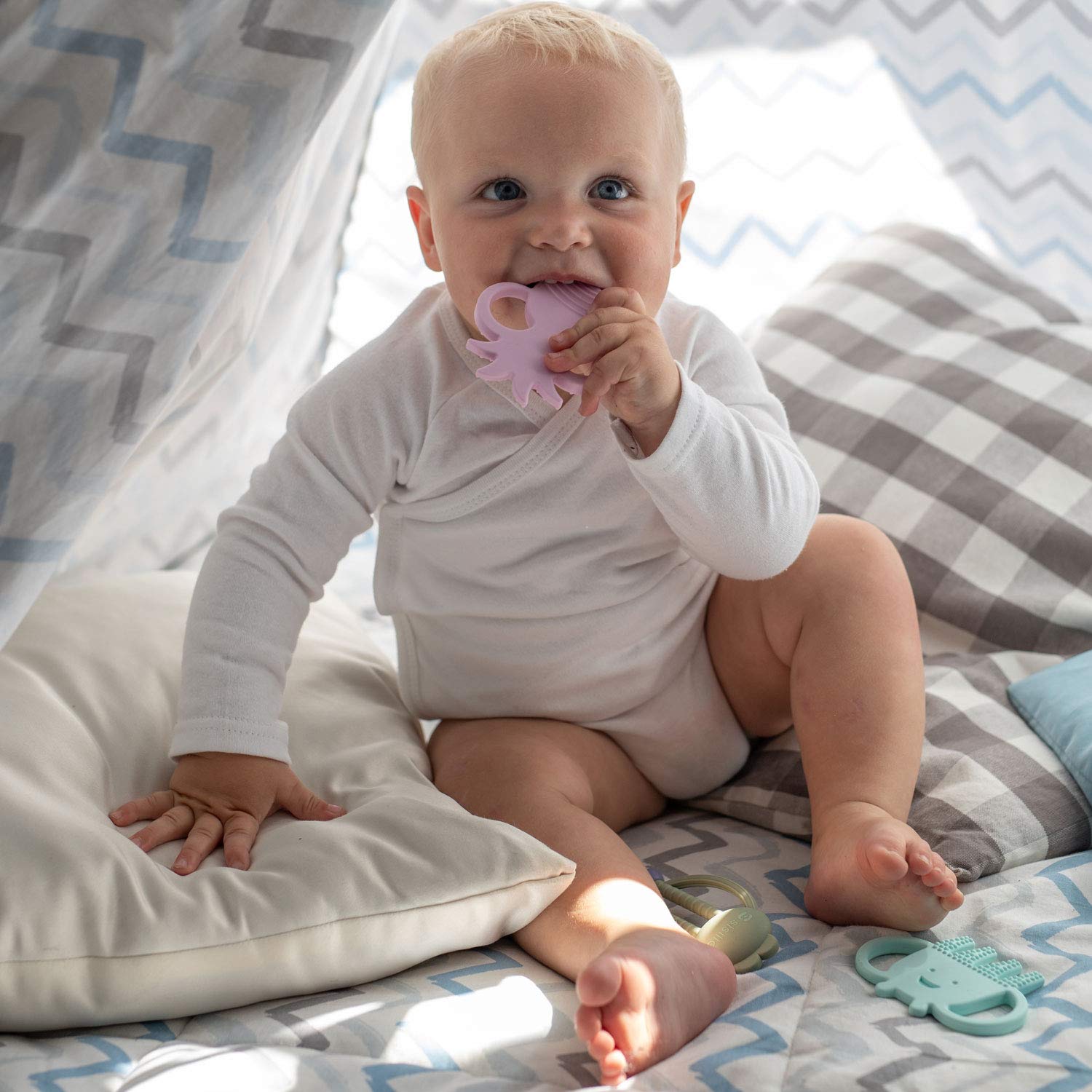 Sisilia Baby Teether | BPA Free Silicone | Octopus (Babyblue)