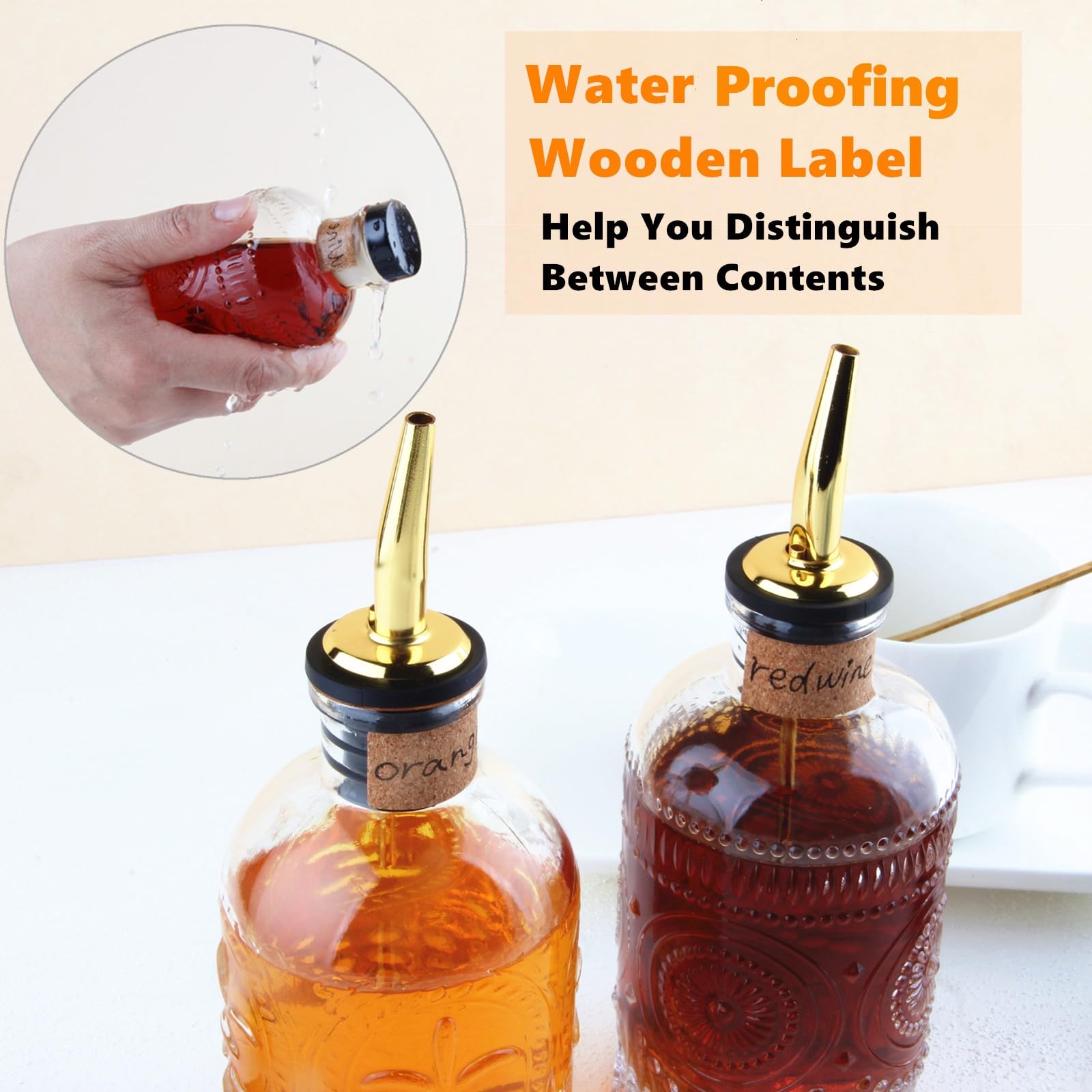 Shining Craft Coffee Syrup Dispenser Bottles Set 2 Pack 7 OZ Simple Small Syrup Bottles Set with Metal Pour Spout Ideal for Coffee Syrups, Condiments, Coffee bar, SC056 (2 pack)