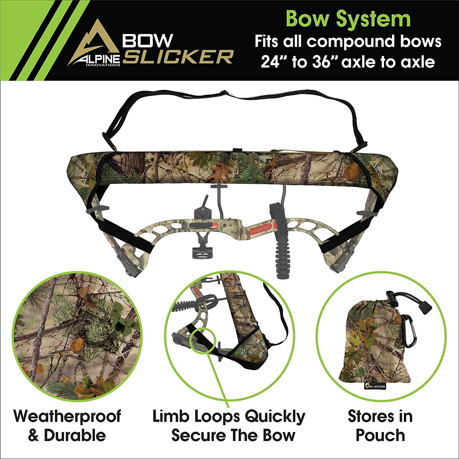 Slicker Weatherproof Bow Sling for Archery, Soft and Compact Bow Case for Hunting Gear Accessories, Cam and String Protector - Dark Earth Tan (G54)