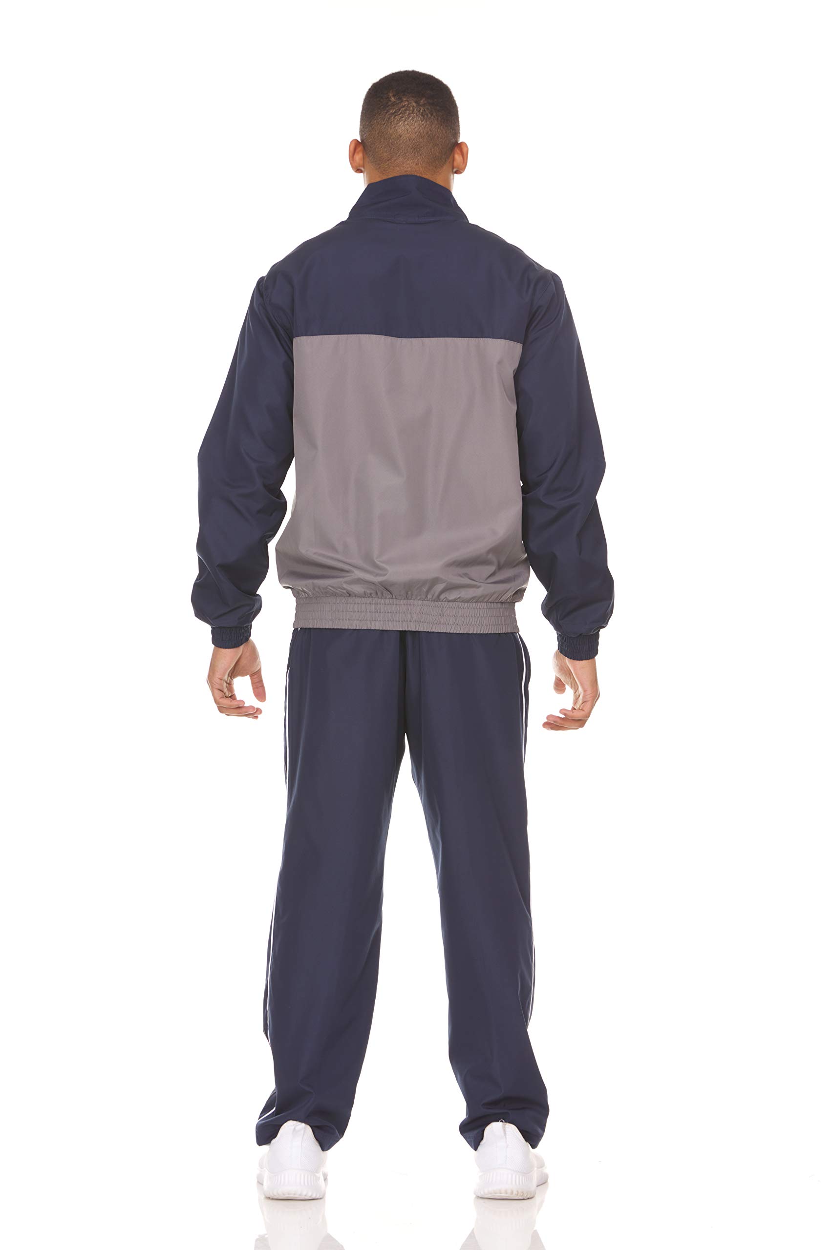 Spalding Mens Performance Vital Woven Tracksuit Set - 2 Piece Set with Full Zip Jacket and Pants, Navy/Concrete, XXL