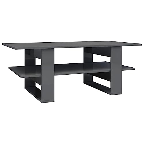 QJBSAVVA Coffee Table High Gloss Gray 43.3"x21.7"x16.5" Engineered Wood,Entrance Table Tray Tables Center Table Low Table Suitable for Meeting Rooms, Reception Rooms, Offices