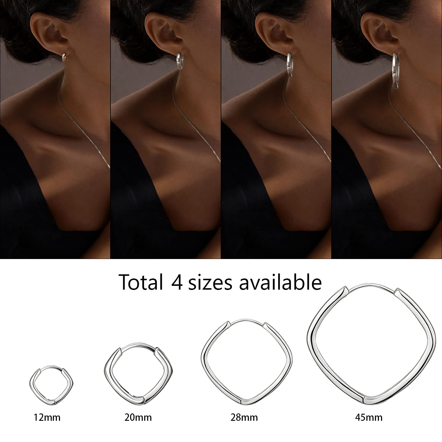 SWEETV Small Silver Hoop Earrings for Women Sterling Silver Earrings 12mm Tiny Hoops Lightweight Sleep Huggie Earring for Men Teens