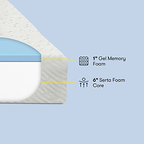 Serta - 7 inch Cooling Gel Memory Foam Mattress, Queen Size, Medium-Firm, Supportive, CertiPur-US Certified, 100-Night Trial - for Ewe,White