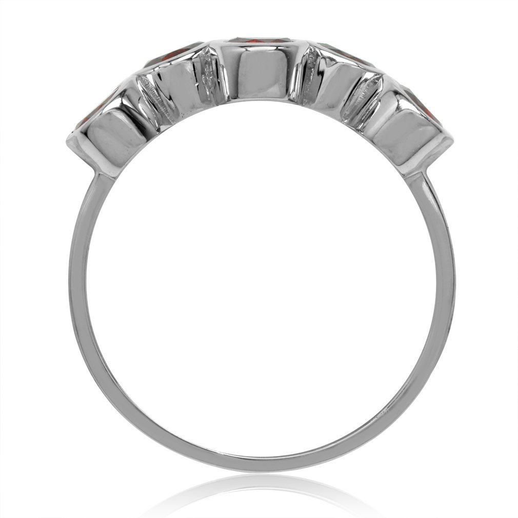 Silvershake 1.5ct. 5 Stone Natural Peridot White Gold Plated 925 Sterling Silver Bezel Set Ring Size 7