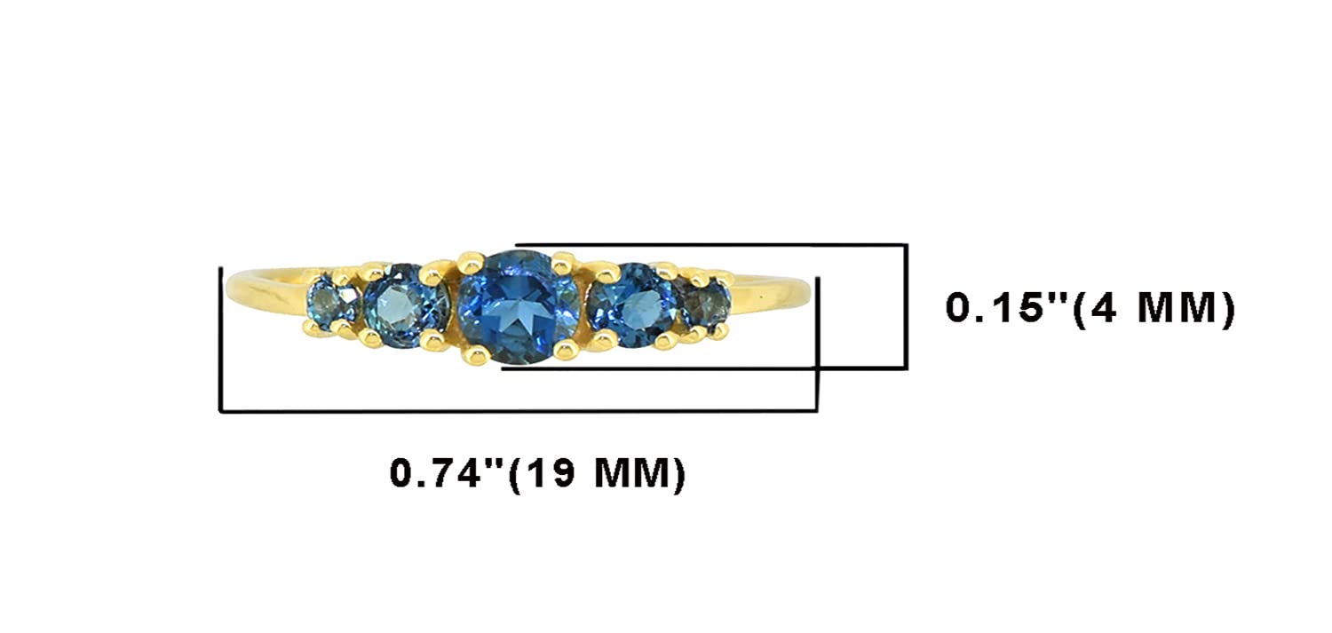 YoTreasure Petite London Blue Topaz Five-Stone Ring 18K Gold Plated Silver