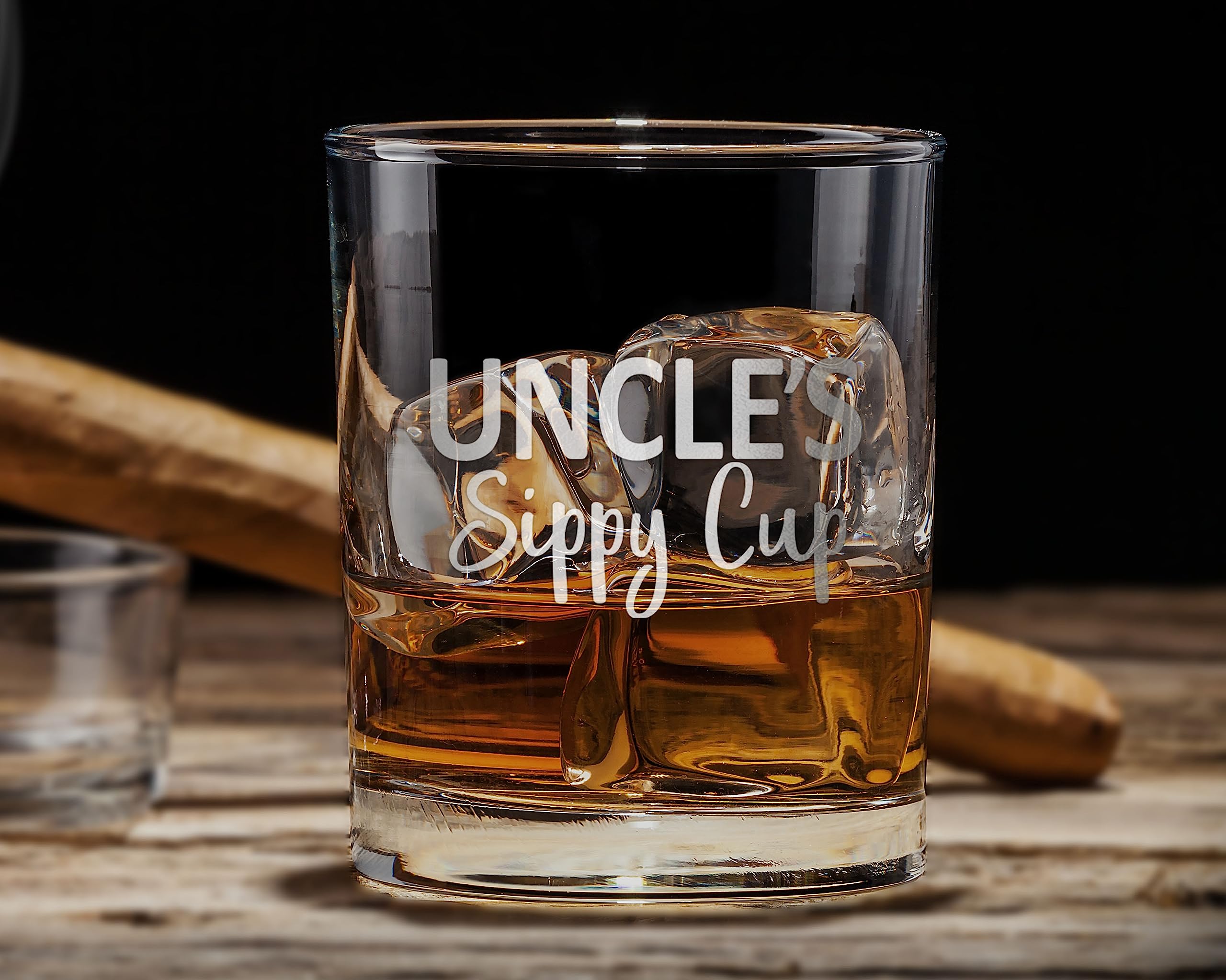 UNCLE'S SIPPY CUP Custom Personalized Whiskey Glass - Laser Engraved Etched Funny Gift for Dad Uncle Grandpa