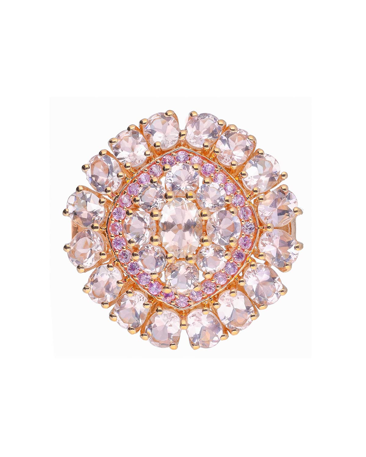 YoTreasure Pink Morganite Sapphire Rose Gold Plated Over 925 Sterling Silver Engagement Ring Jewelry