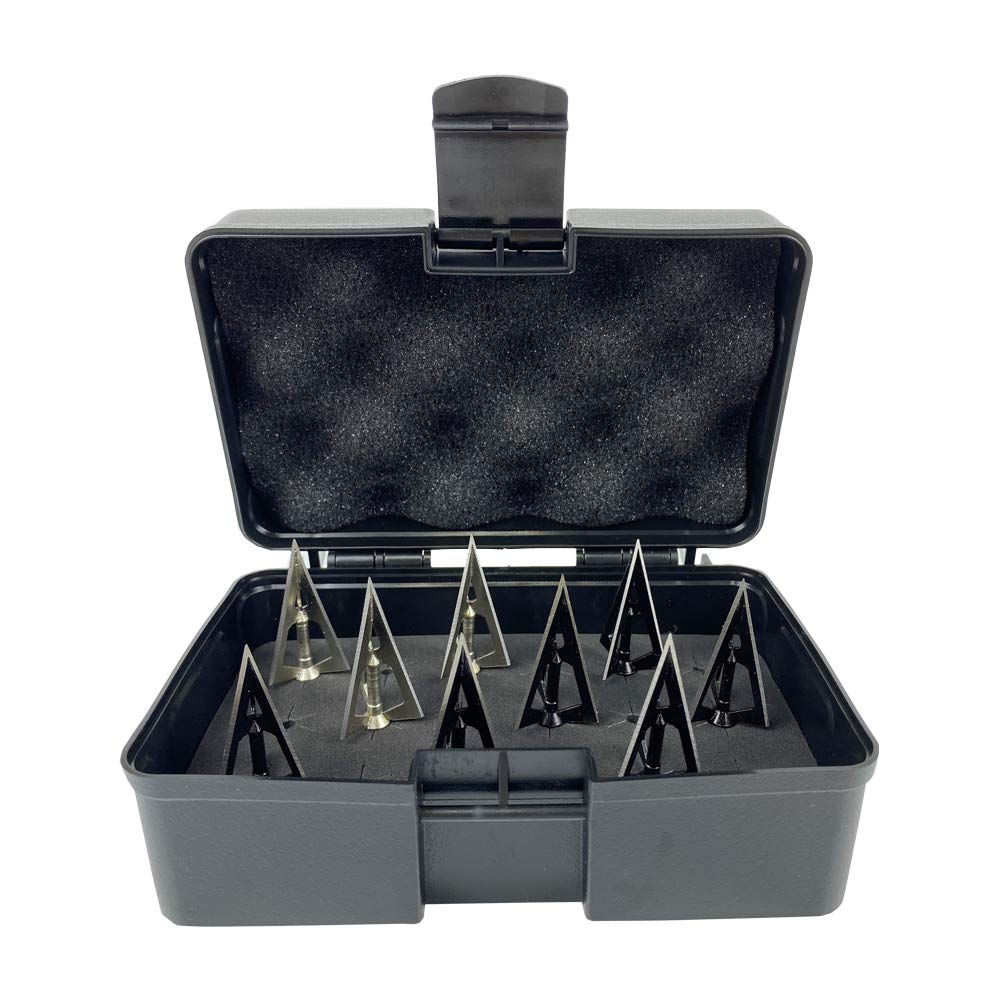 Smarkey Archery Broadheads 100 Grain 3 Fixed Stainless Steel Blades Arrow Head Tips for Crossbow Recurve Bow and Compound Bow - 9pcs Hunting Broadheads Box Package