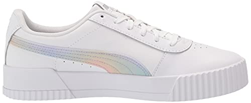 Puma Women's Carina Sneaker, L Prismatic White-Silver, 8