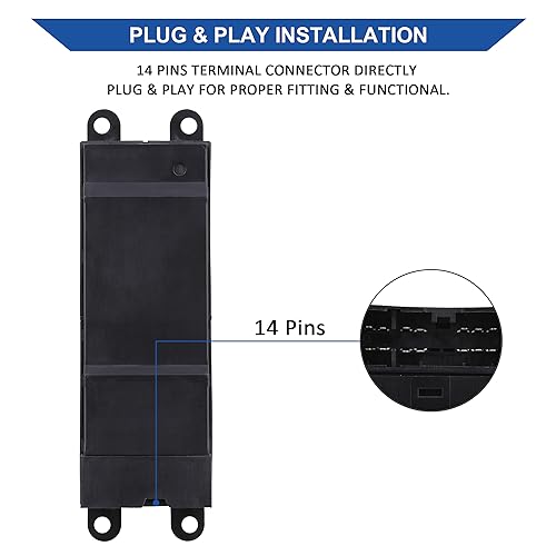 Power Window Switch Front Left Driver Side, Compatible with 98-01 Nissan Altima, 1998-2004 Frontier, 98-99 Sentra, 00-04 Xterra, Legacy, Outback, 03-06 Subaru Baja. Replaces 25401-9E000, 83071AE01B