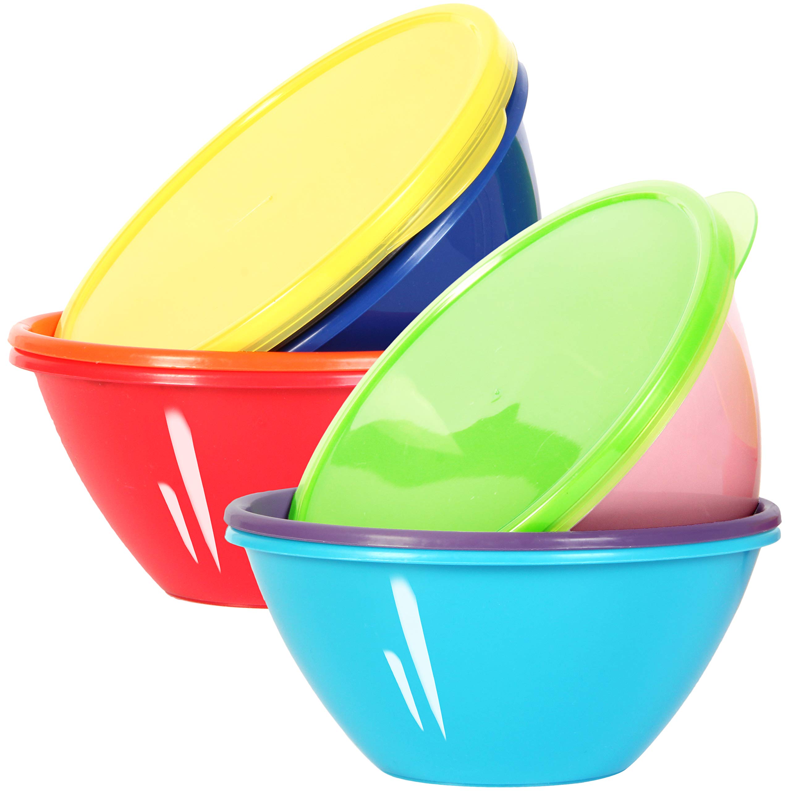 Youngever 32 Ounce Plastic Bowls with Lids, Large Cereal Bowls, Large Soup Bowls, Food Storage Containers, Set of 9 in 9 Assorted Colors